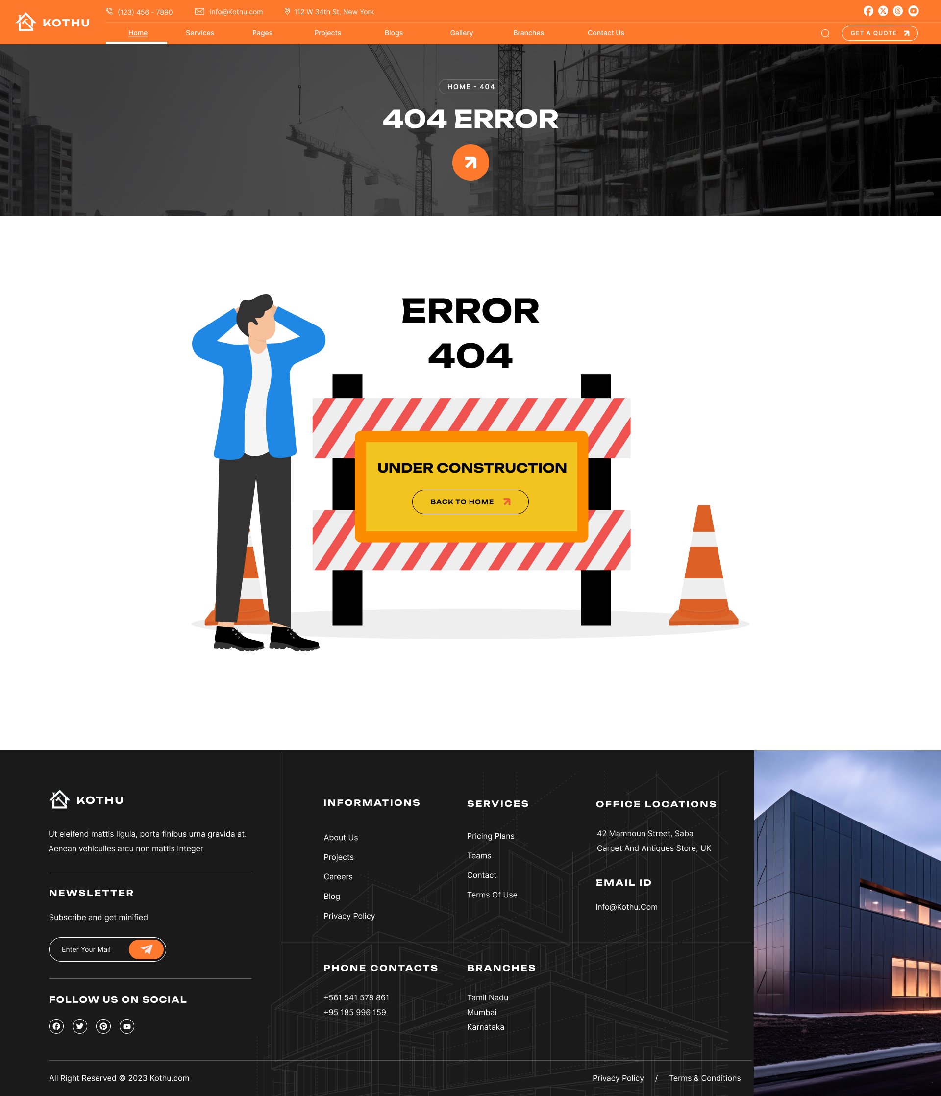 Kothu - Architect, Building Construction Company Website Figma UI Template by venusweb